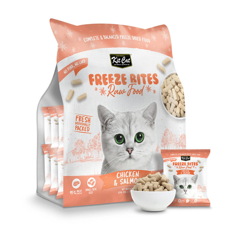Kit Cat Freeze Bites Raw Diet – Chicken & Salmon (225g)(15 individually ...